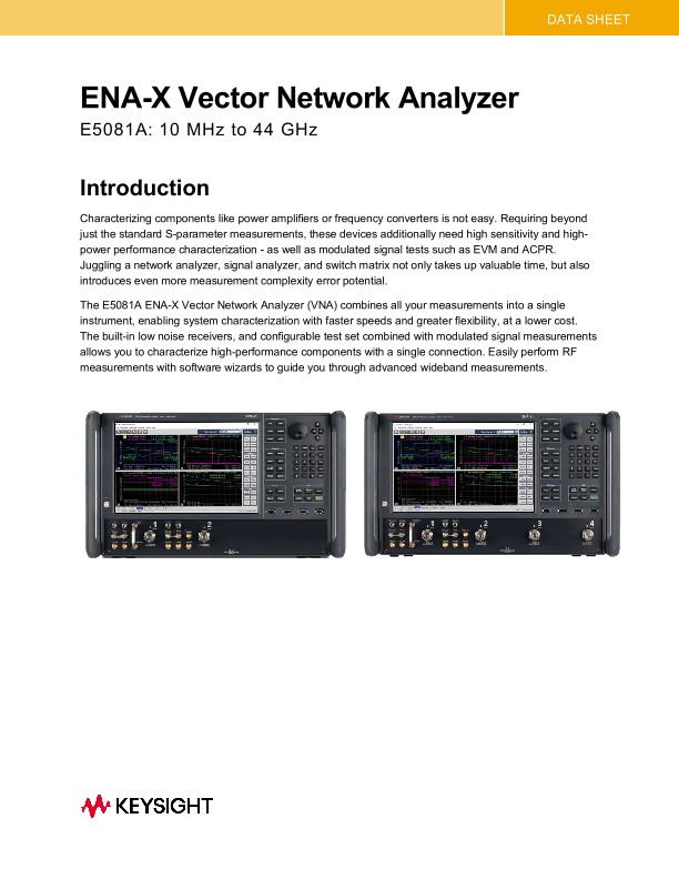 E5081A ENA-X Vector Network Analyzer PDF Asset Page | Keysight